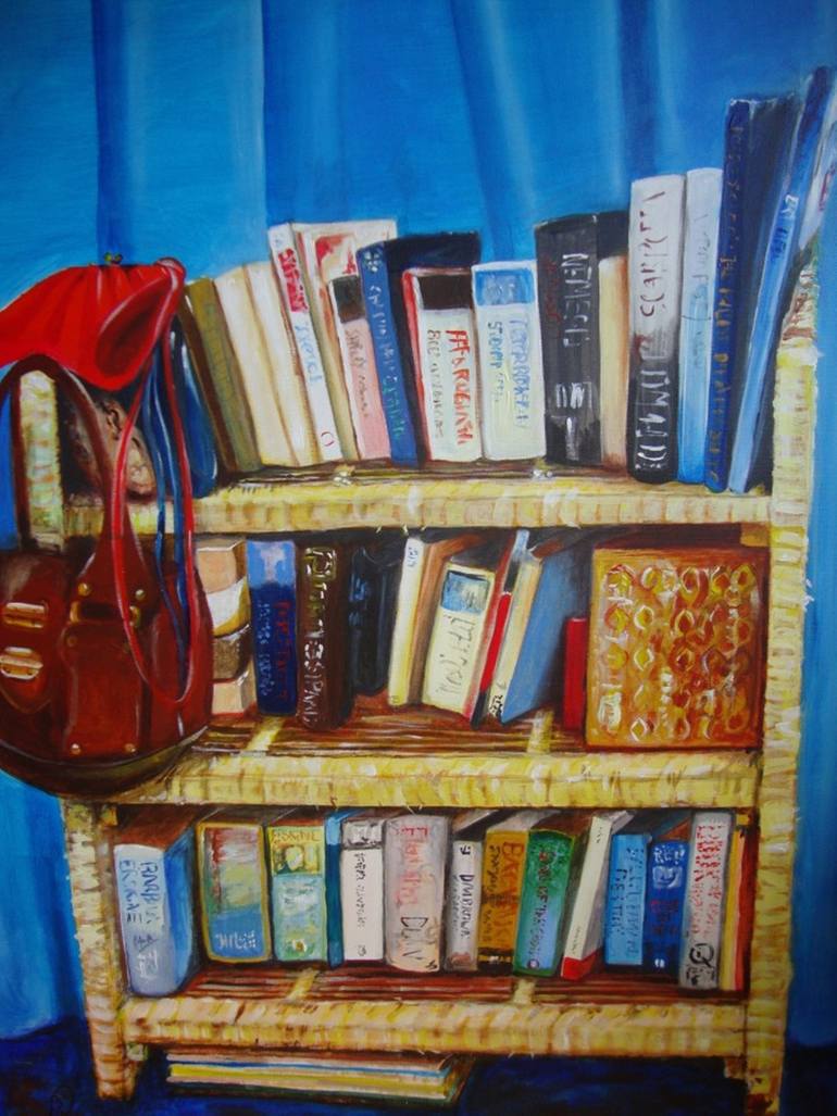 Bookcase Painting by Louise Mumford | Saatchi Art