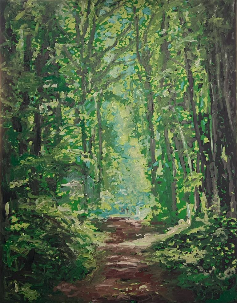 Sunny Forest Path Painting by André Steinborn | Saatchi Art