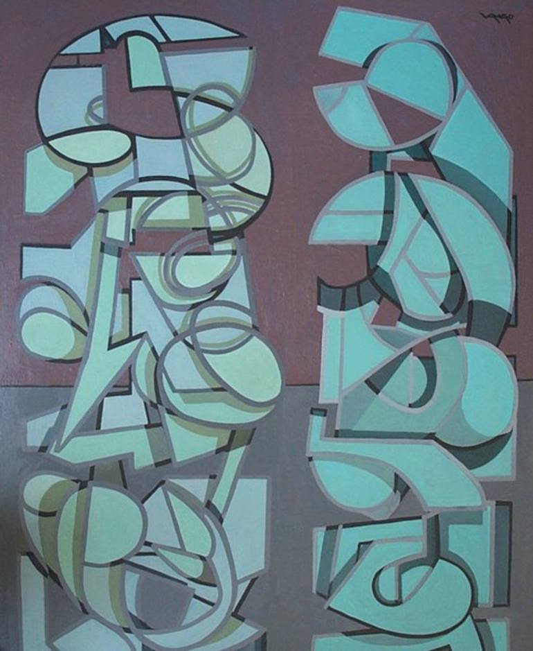 Simple woman, complicated man. Painting by David Vango | Saatchi Art