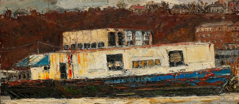 Edgewater Steel Barge Not Afloat Painting by Jim St Clair | Saatchi Art