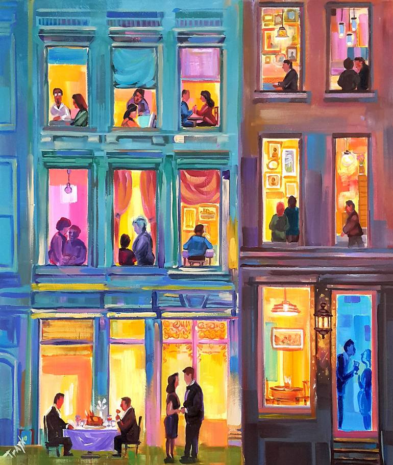A Night in the City Painting by Trayko Popov | Saatchi Art