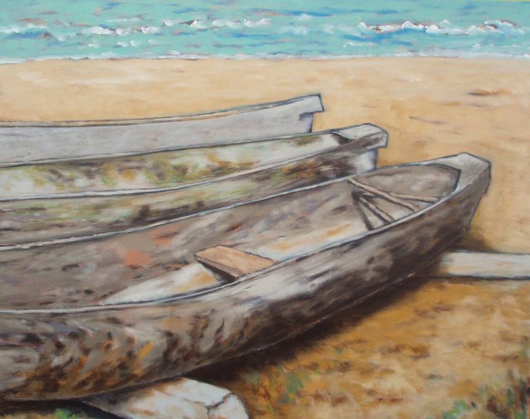 Three Fishing Craft Painting by Lorie Schackmann | Saatchi Art