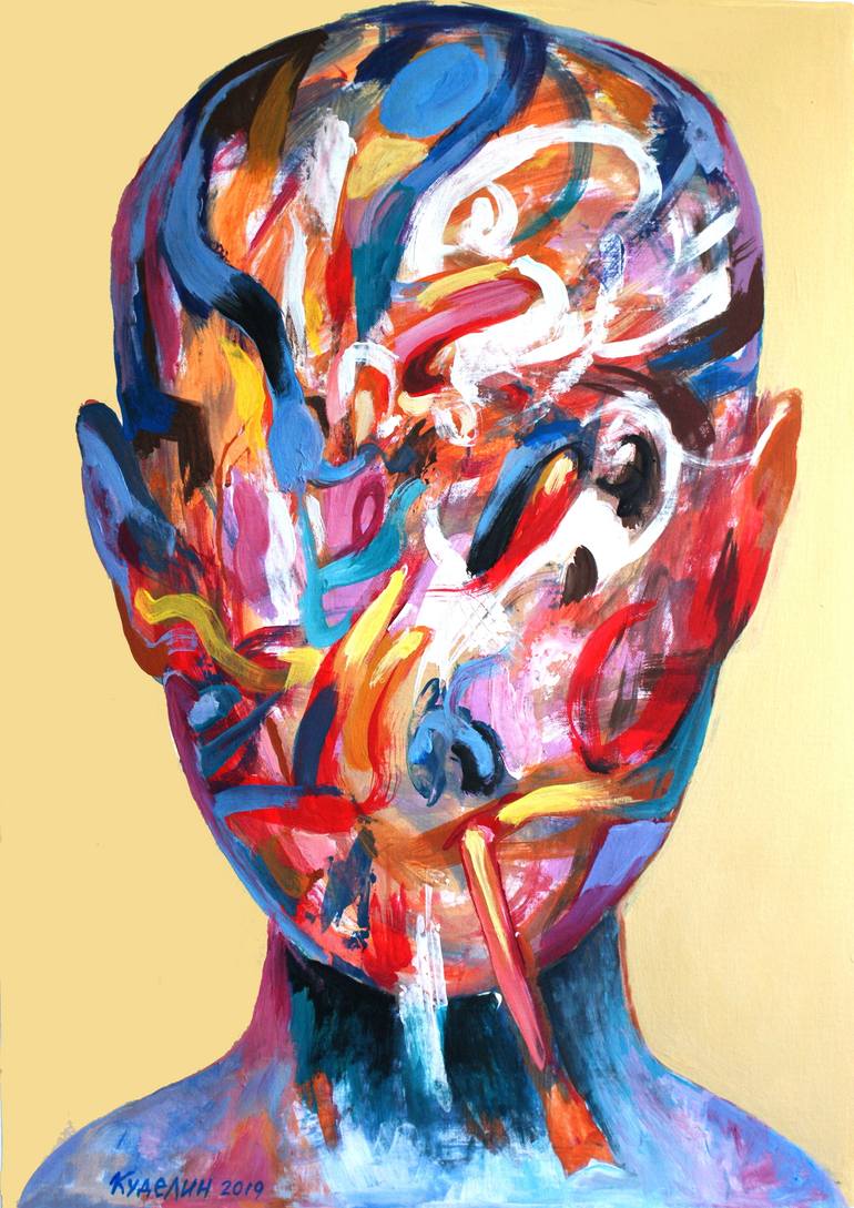 Abstract image of a man with a pipe Painting by Igor Kudelin | Saatchi Art