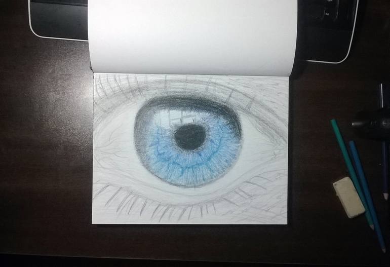 Blue Eye Drawing by Giorgi Kereselidze | Saatchi Art