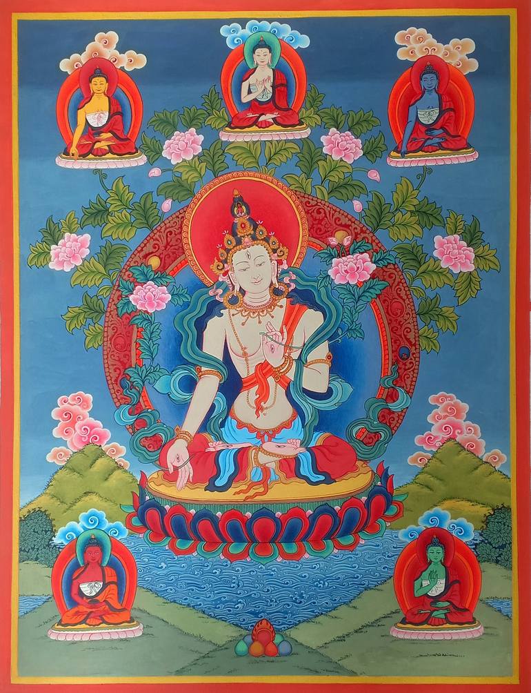 White Tara Painting by Ramesh Ranjit | Saatchi Art