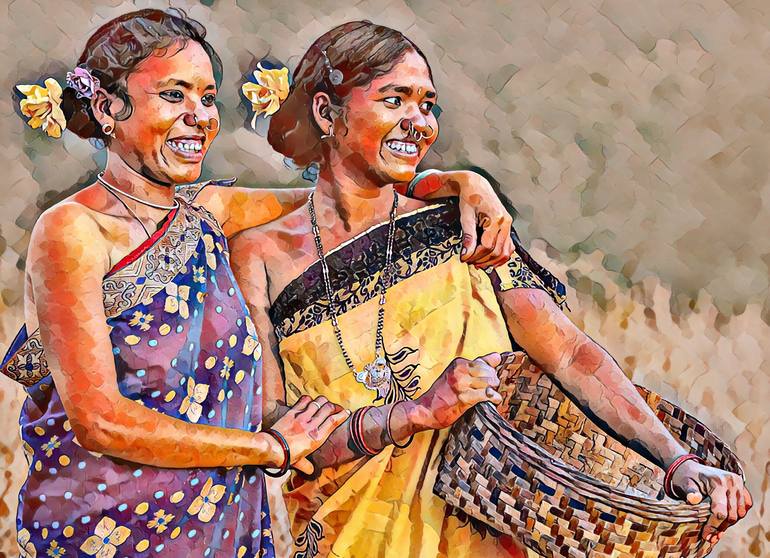 Sisters of wealth Painting by Marta Carvajal | Saatchi Art