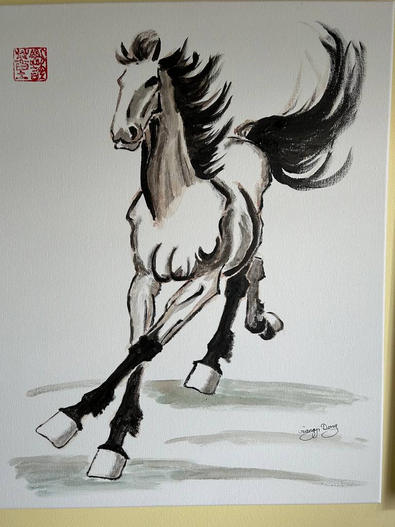 Spirit of horse Gliding Painting by Gangyi Dong | Saatchi Art