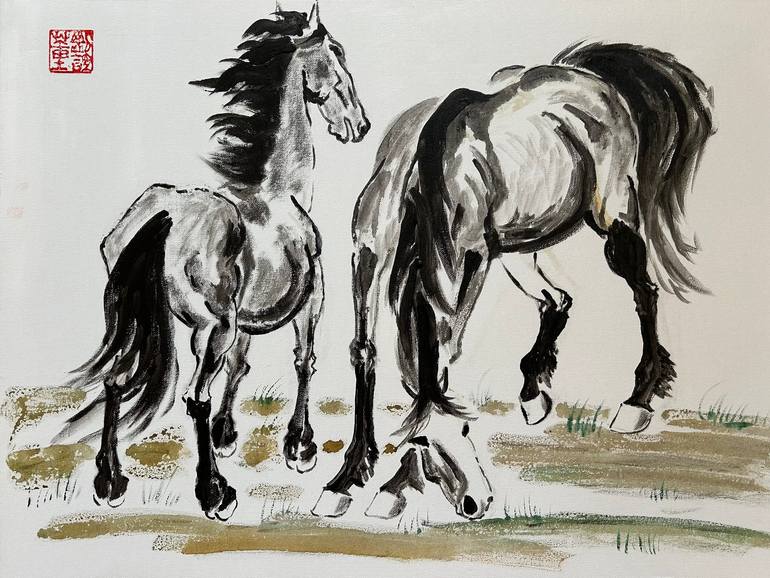 Spirit Horse - Morning Breath Painting by Gangyi Dong | Saatchi Art
