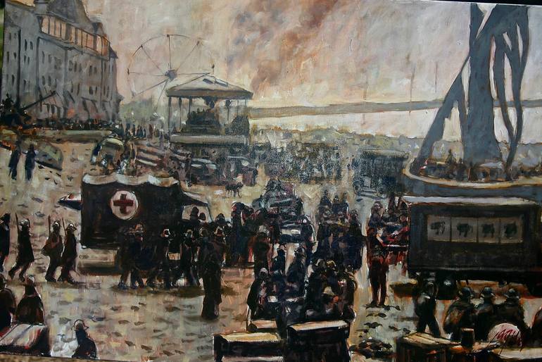 Dunkirk, circa 1942 Painting by Joe Jaqua | Saatchi Art