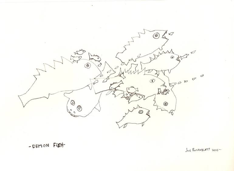 Demon Fish Drawing by Joe Rosenblatt | Saatchi Art