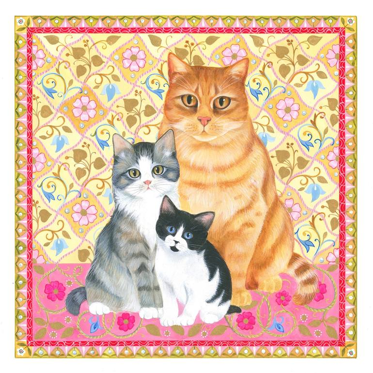 Cat Family Portrait Painting by Isabelle Brent | Saatchi Art