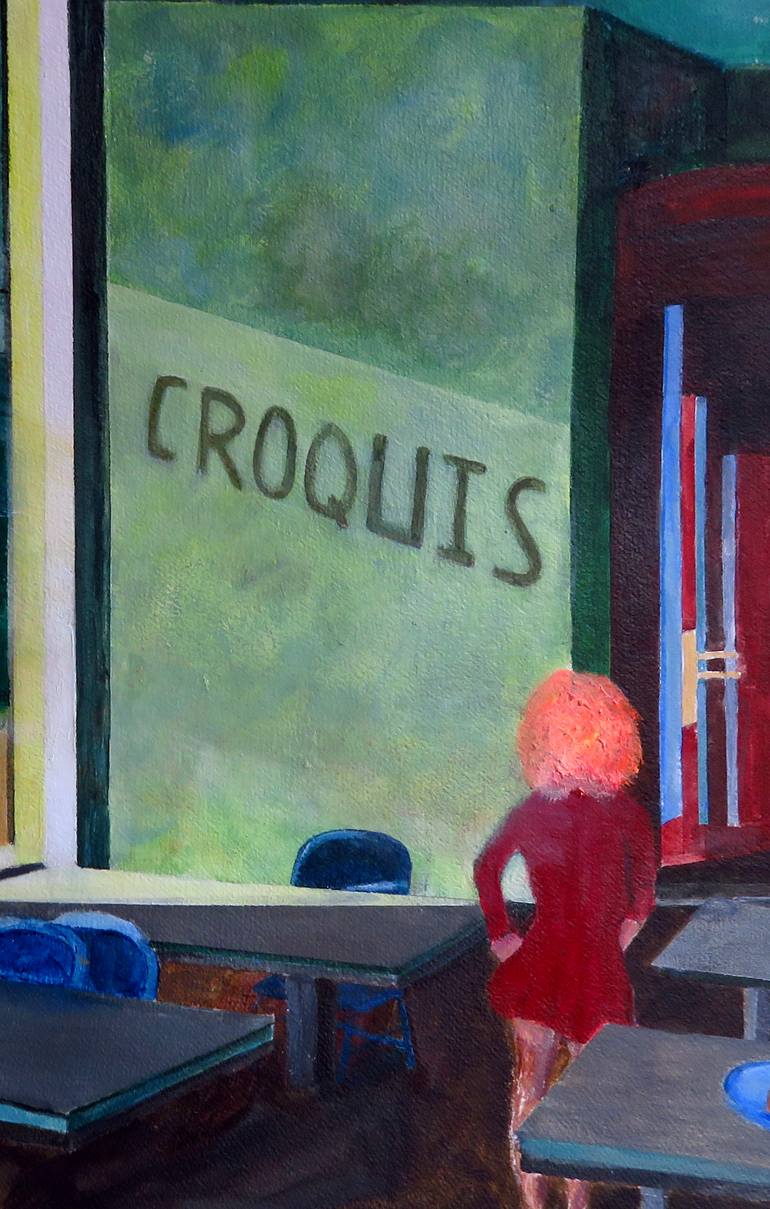 Croquis Cafe: Ode to Hopper Painting by Gary Kirkpatrick | Saatchi Art