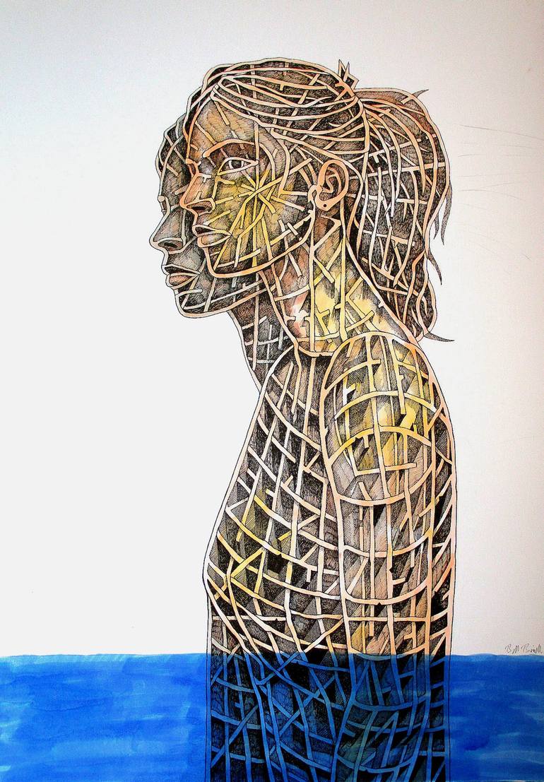 Armature 7 two girls Drawing by Bill Birrell | Saatchi Art