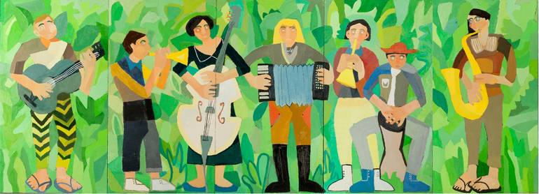 FOREST MUSICIANS Painting by Trendafila Trendafilova | Saatchi Art