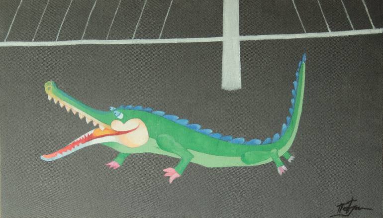 Bukvar-small pond full of crocodiles Painting by Predrag Radovanovic ...
