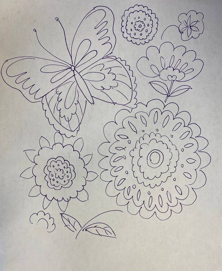 Butterfly With Fluttering Wings Drawing by Pushpa Sah | Saatchi Art