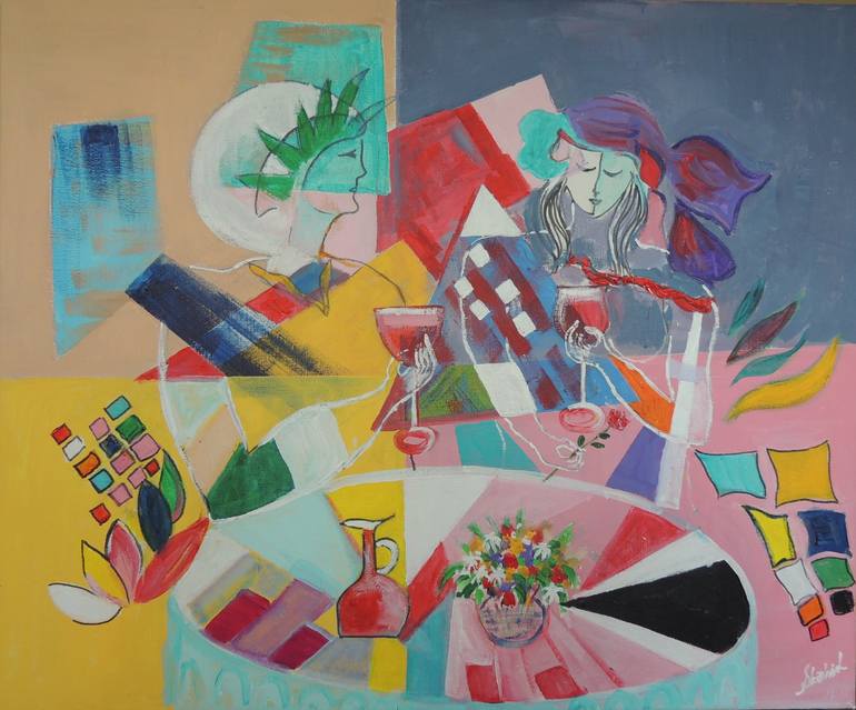 Triangle of Happiness Painting by Shahid Zuberi | Saatchi Art