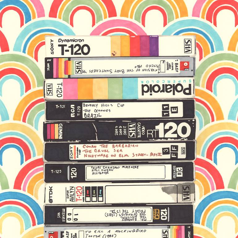 VHS & Rainbows Drawing by Hollis Brown Thornton | Saatchi Art
