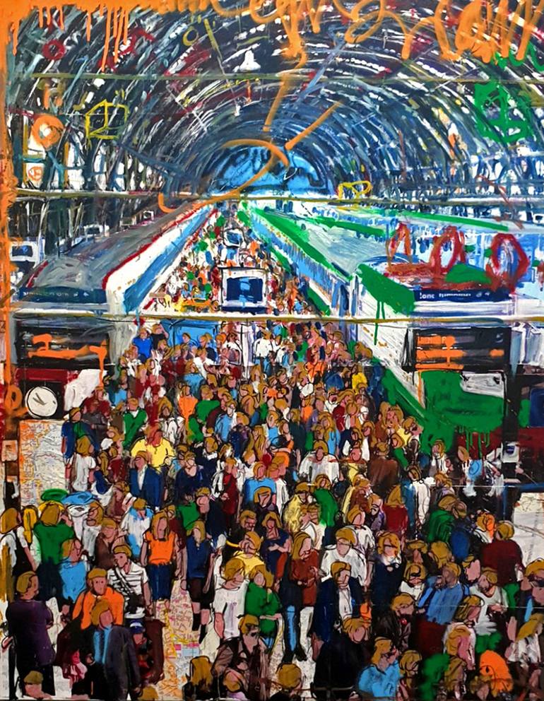 Milan, Central Station Painting by andrea sbra perego | Saatchi Art