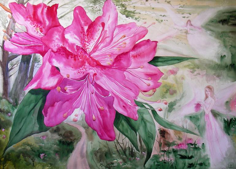 Azalea - flower of the fairies Painting by Larisa Ilchenko | Saatchi Art