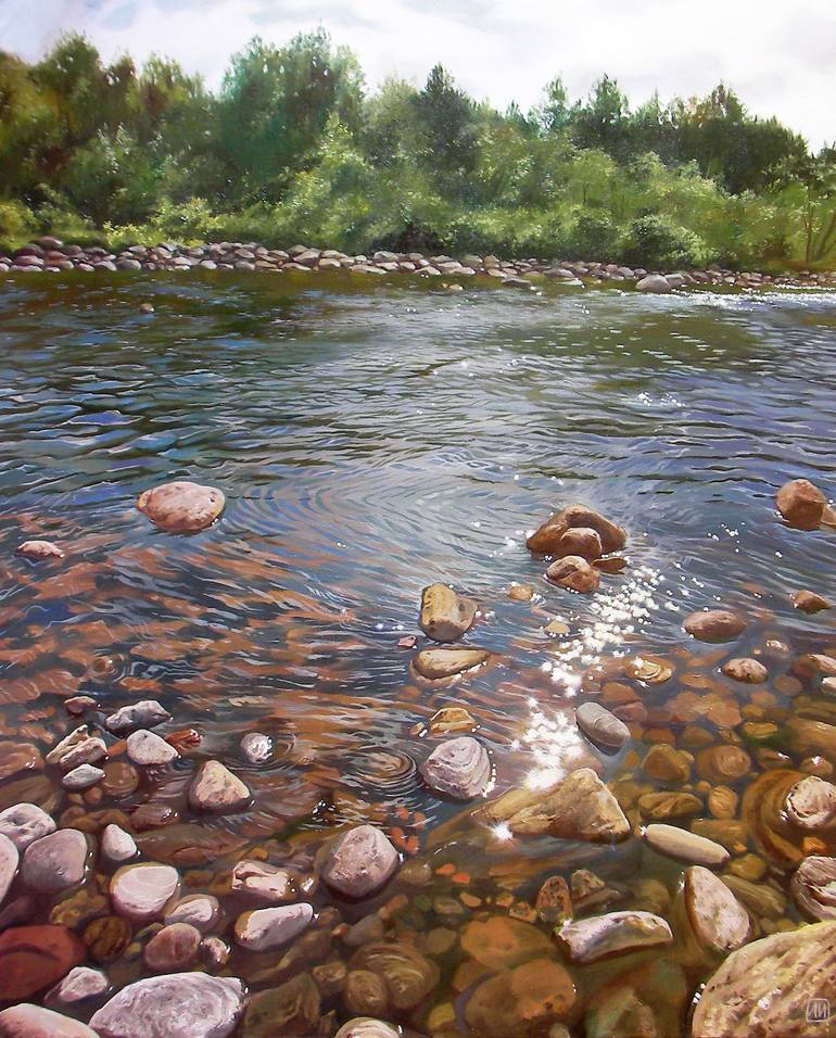 The silver river Painting by Larisa Ilchenko | Saatchi Art