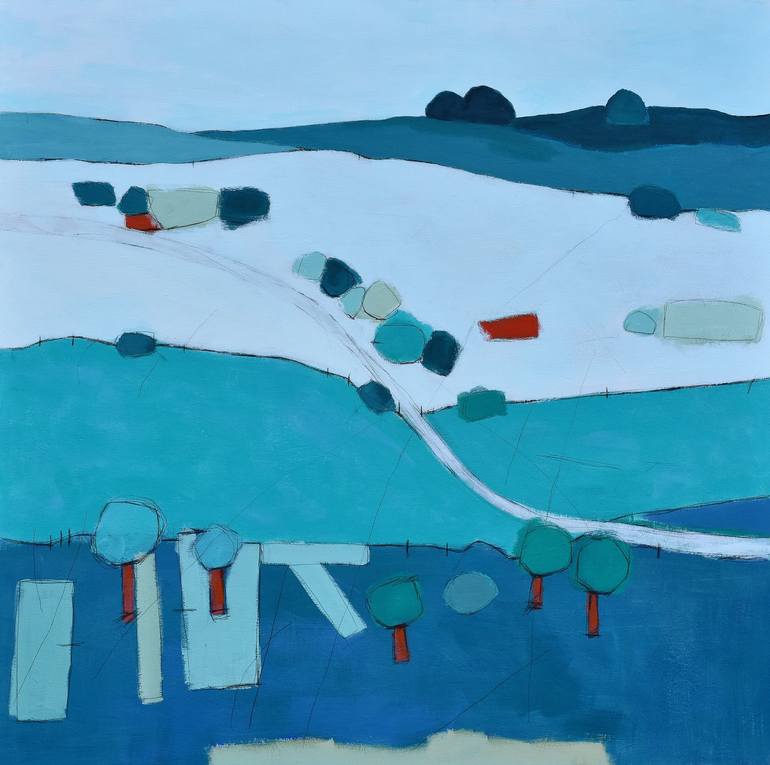 Blue Remembered Hills XII Painting by David O'Connor | Saatchi Art