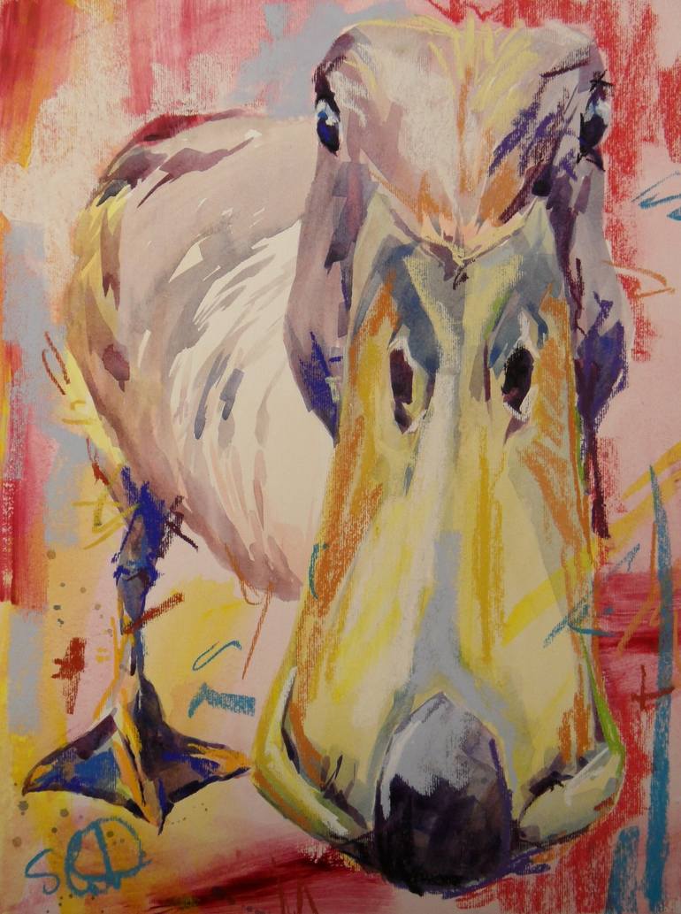 Duck (pink) Painting by Simon Canacott | Saatchi Art