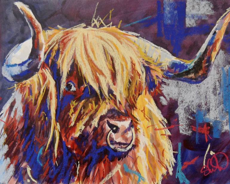 Bull (dark) Painting by Simon Canacott | Saatchi Art
