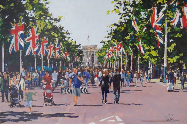 Running Up The Mall Painting by Simon Canacott | Saatchi Art