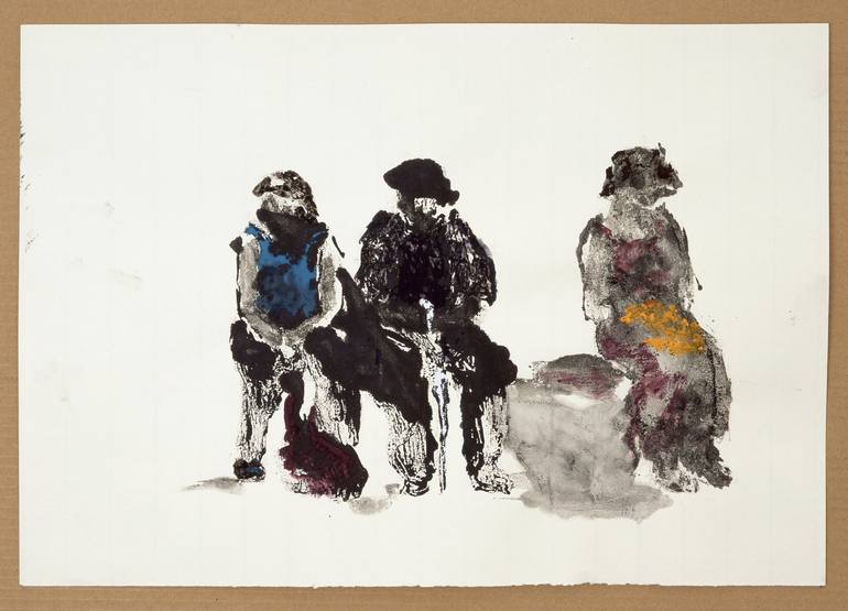 Wartende Personen (Waiting Persons) Printmaking by Malte Renz | Saatchi Art