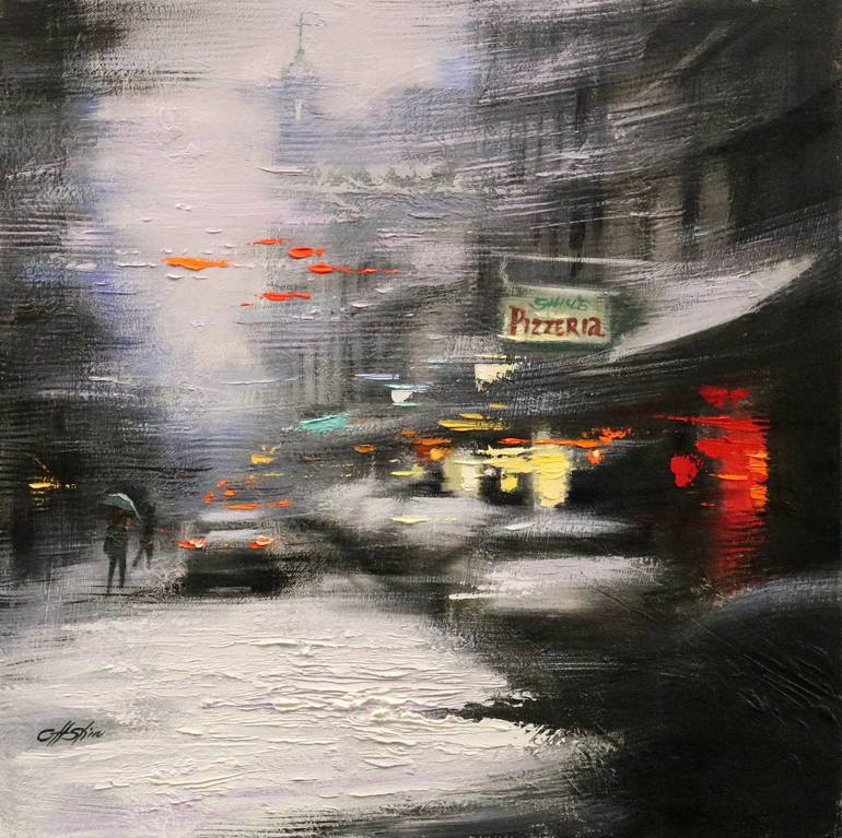 Winter is coming to Bleecker Street Painting by Chin h Shin | Saatchi Art