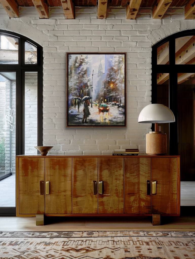 Winter Walkers in Lexington Painting by Chin H Shin | Saatchi Art