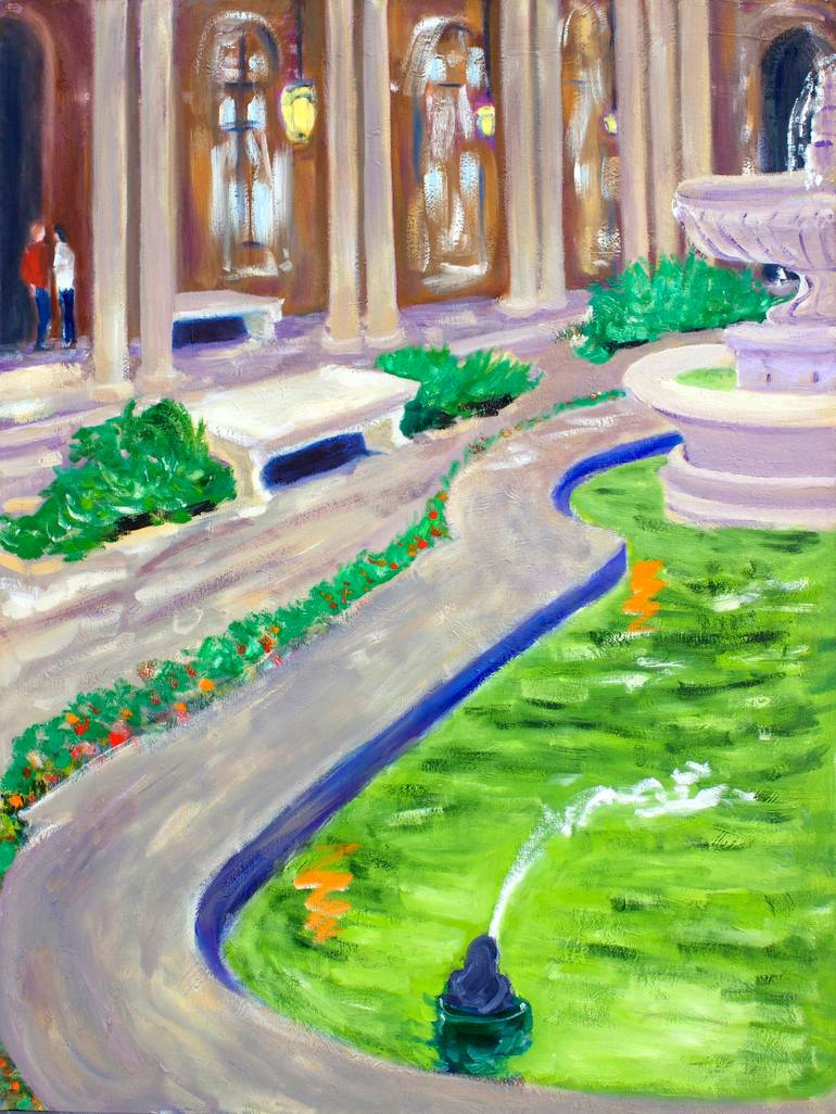 Conversation in the Garden Court Painting by Richard Fox | Saatchi Art