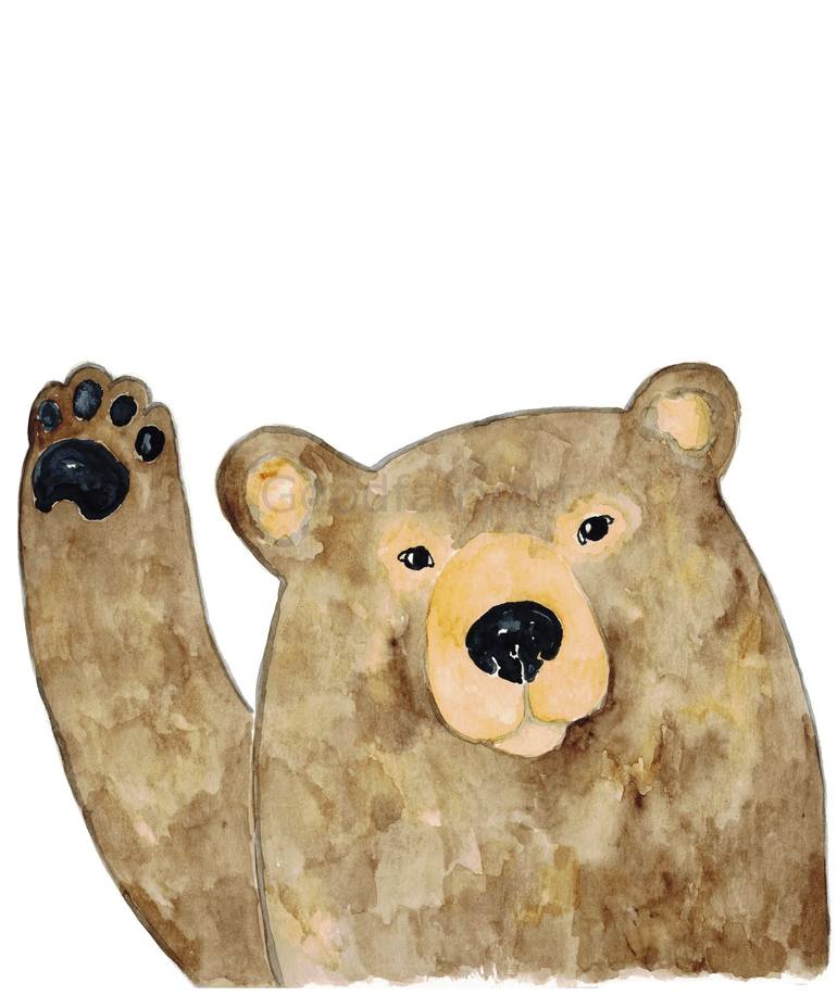 Bear high five Painting Wall Poster Watercolor Painting by Maryna ...