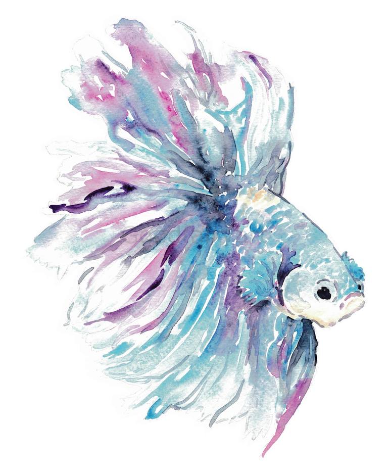 Betta fish watercolor painting Painting by Maryna Salagub | Saatchi Art