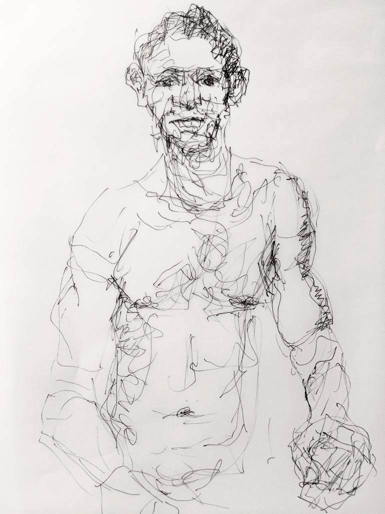 Man with Bun II. Drawing by Brian Dennis | Saatchi Art