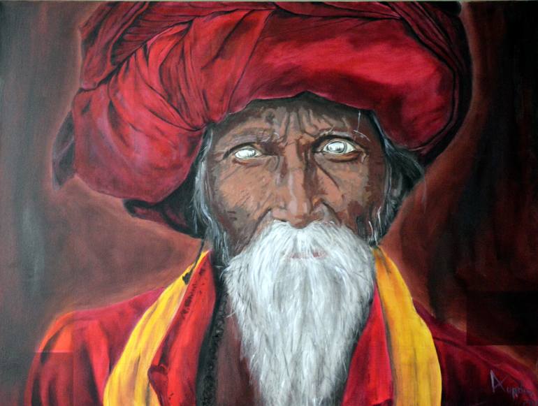The Sadhu Man Painting by Anish Kapadia | Saatchi Art