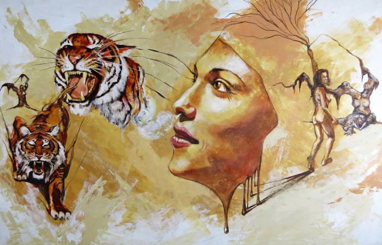 Nari Strength Painting by Partho Sengupta | Saatchi Art