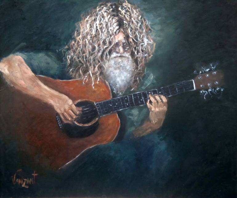 The Guitar Player - David Falcone Painting by Monica Vanzant | Saatchi Art