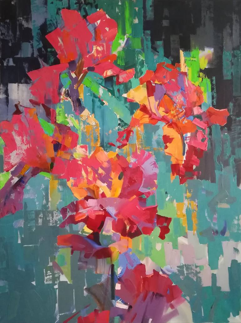 Red irises Painting by Tetiana Ivanova | Saatchi Art