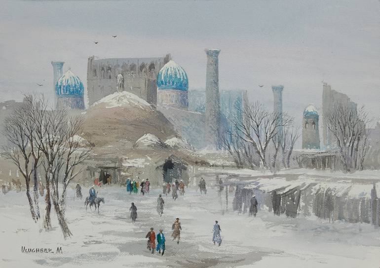 winter in Samarkand Painting by Ulughbek Mukhamedov | Saatchi Art