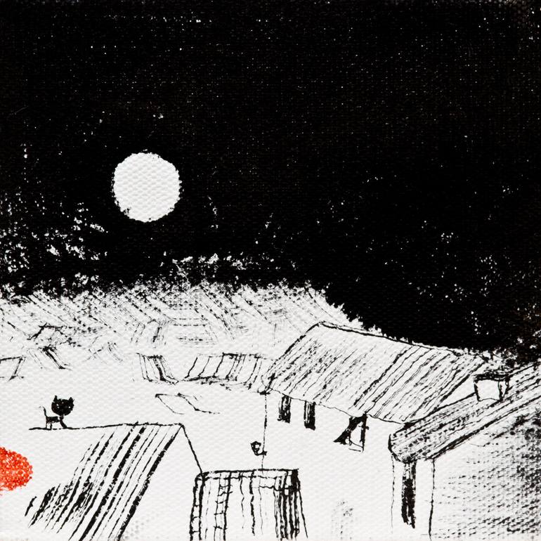 Rooftop Cats #1 Painting by Poesy 梁小詩 | Saatchi Art