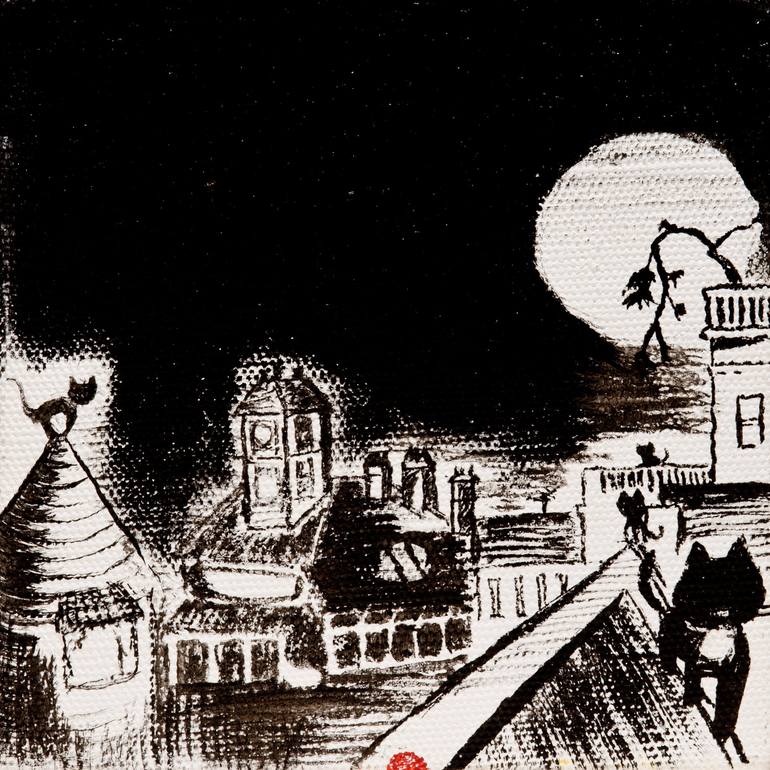 Rooftop Cats #13 Painting by Poesy 梁小詩 | Saatchi Art