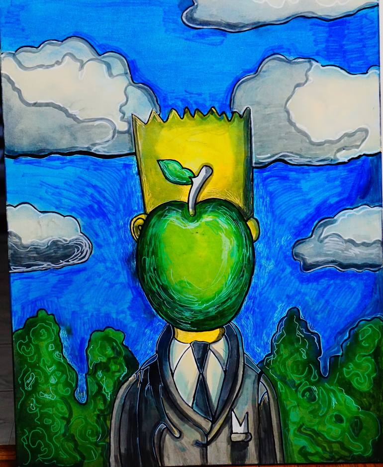 Bart Simpson a la Magritte Painting by David Wilinski | Saatchi Art