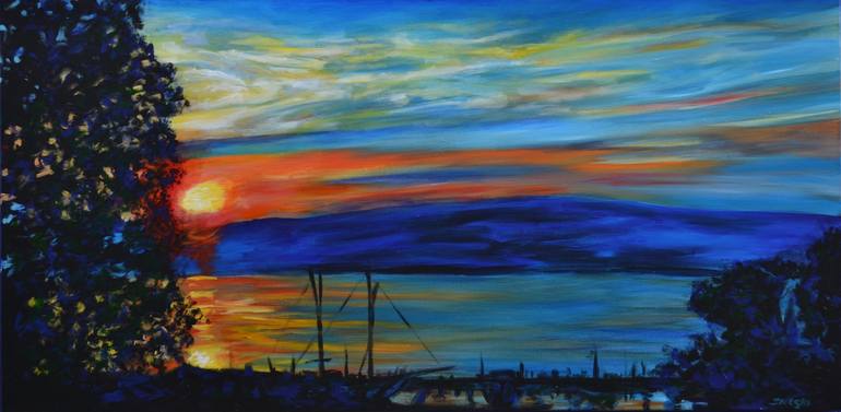Evians Sunset Painting by George Sielski | Saatchi Art