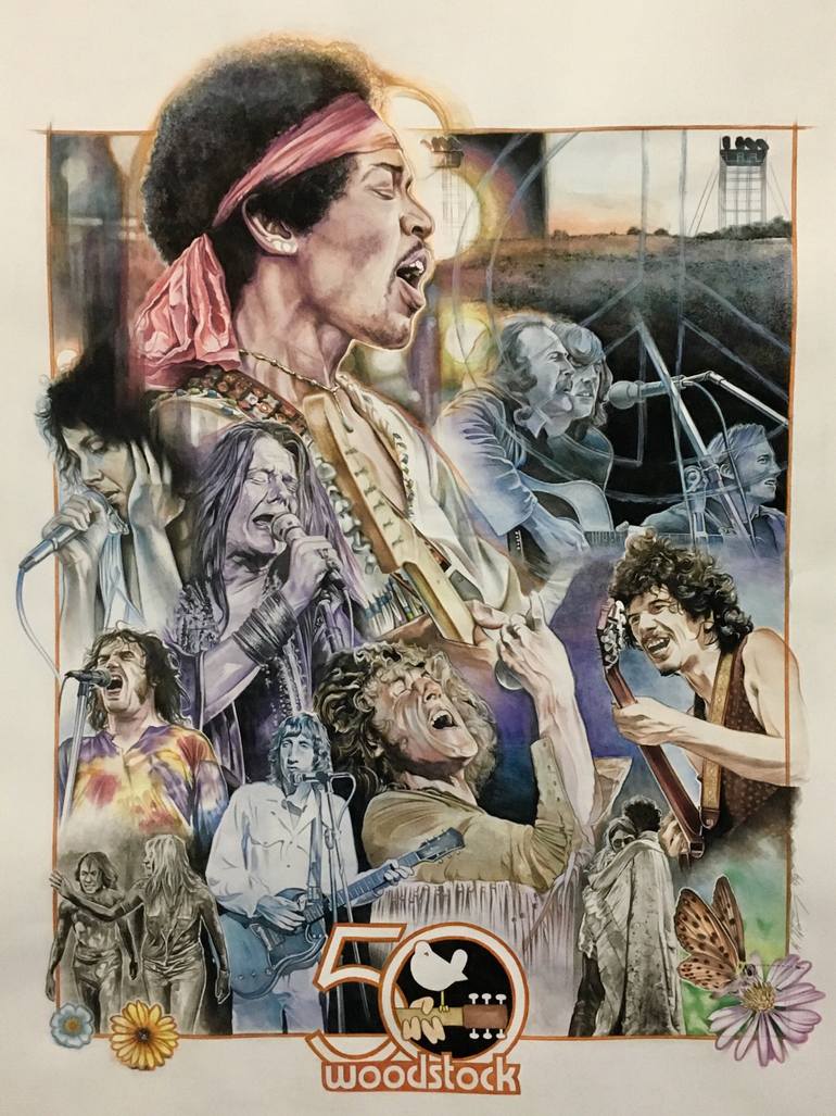 50th Anniversary of Woodstock Painting by Kieran Hassey | Saatchi Art