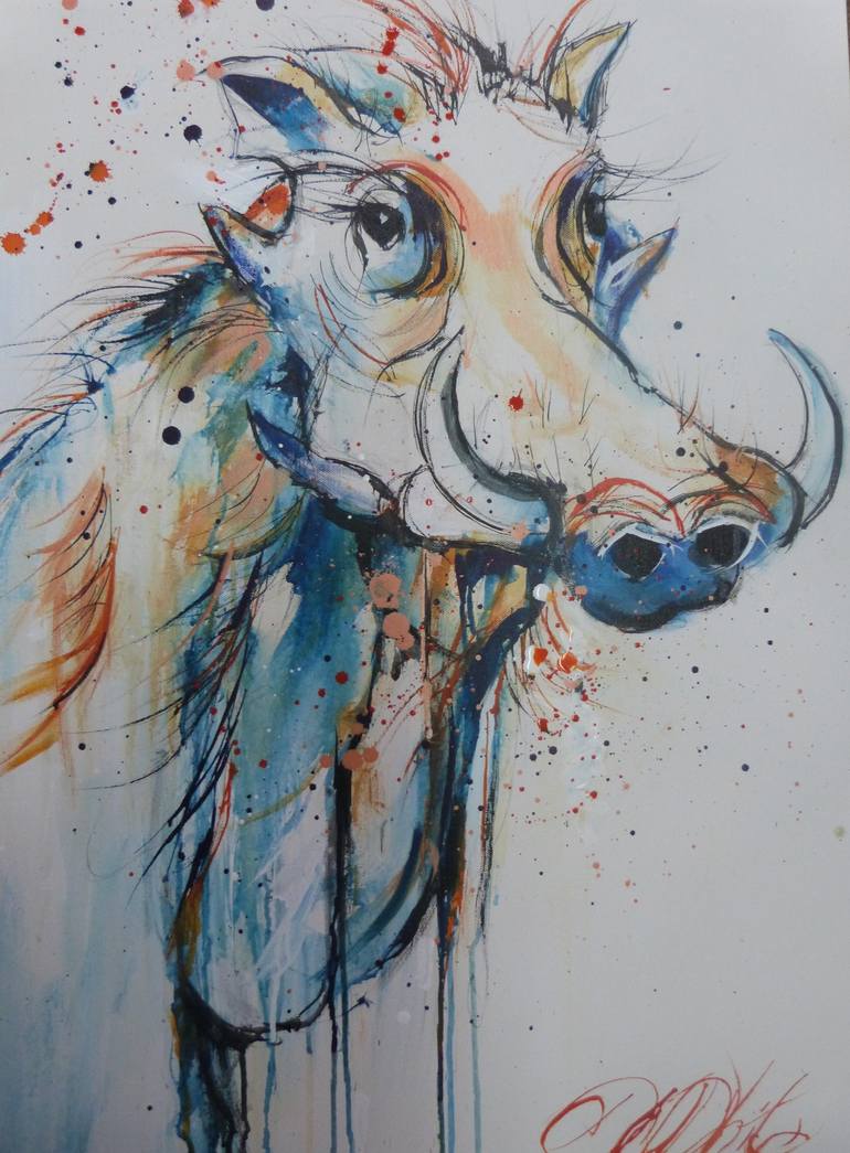 Winston the Warthog Painting by Diane White | Saatchi Art