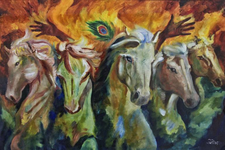 The charioteer Painting by Achintya Kumar Guchhait | Saatchi Art