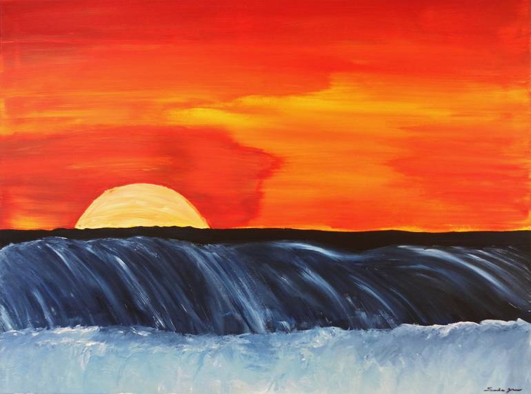 Sunset Waves Painting by Sandra Jones | Saatchi Art