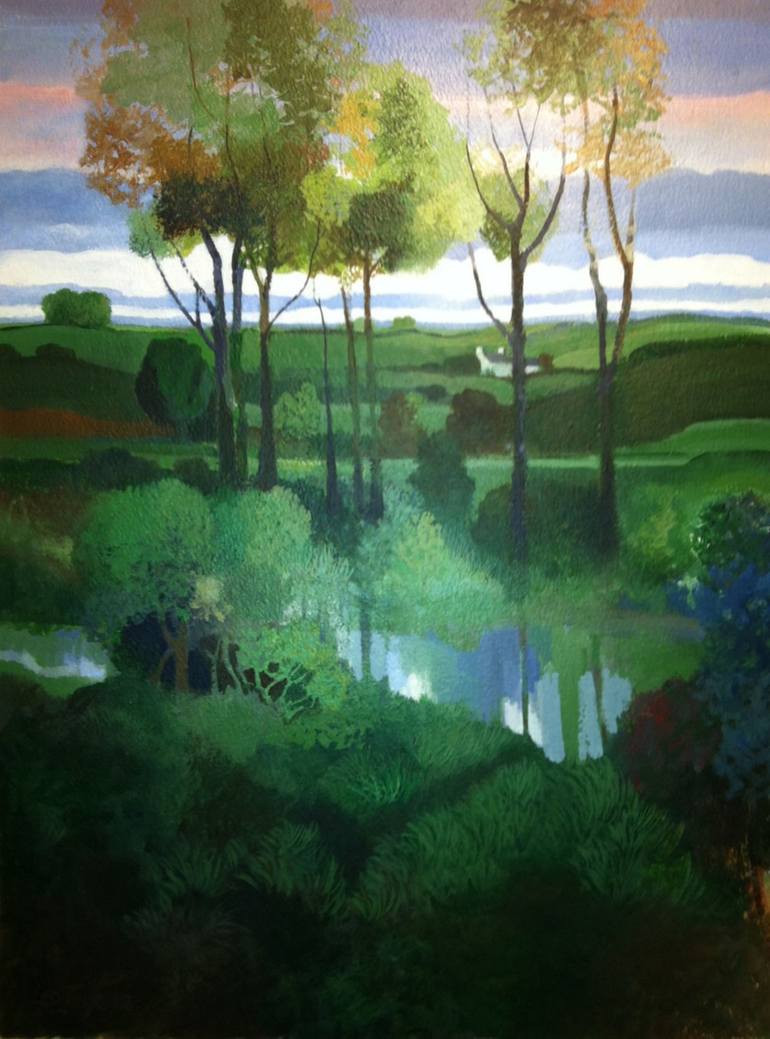 river and tree patterns Painting by leo toye | Saatchi Art